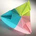 Origami Triangular Box in Lime Green, Pink, and Blue Cotton, Tri-color ...