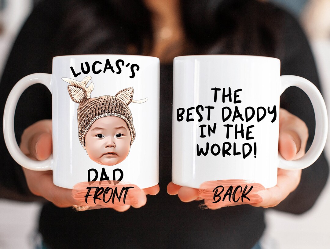 Custom Baby Face Photo Mug, Baby Cartoon Photo Mug for Daddy Fathers ...