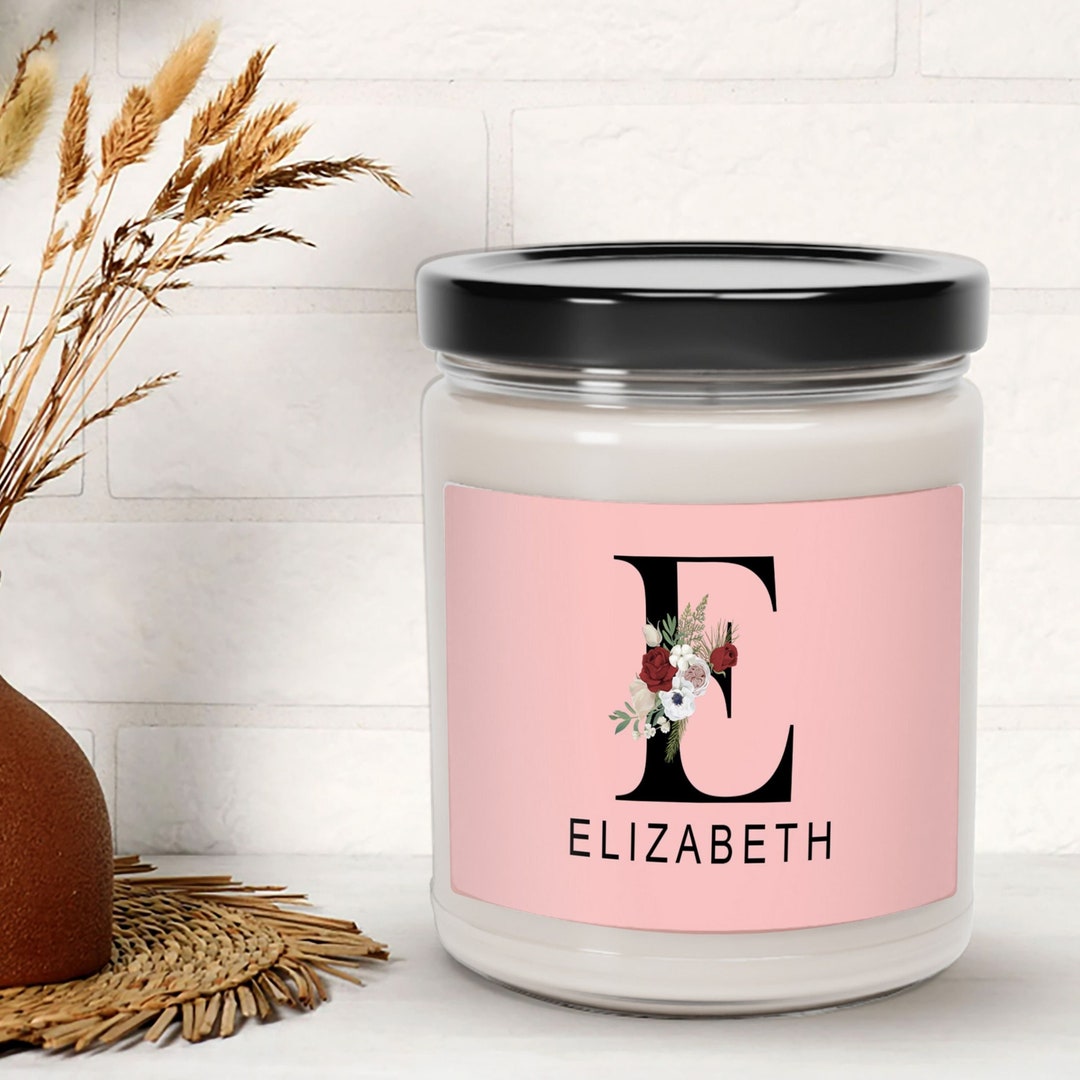 Floral Monogram Candle, Personalized Monogram Scented Candle for Her ...