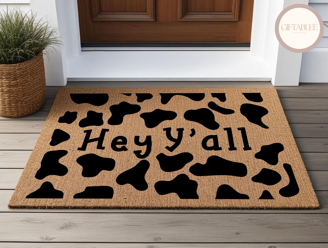Cow Print Doormat, Animal Lover Print Welcome Outdoor Mat for Cowboy ...