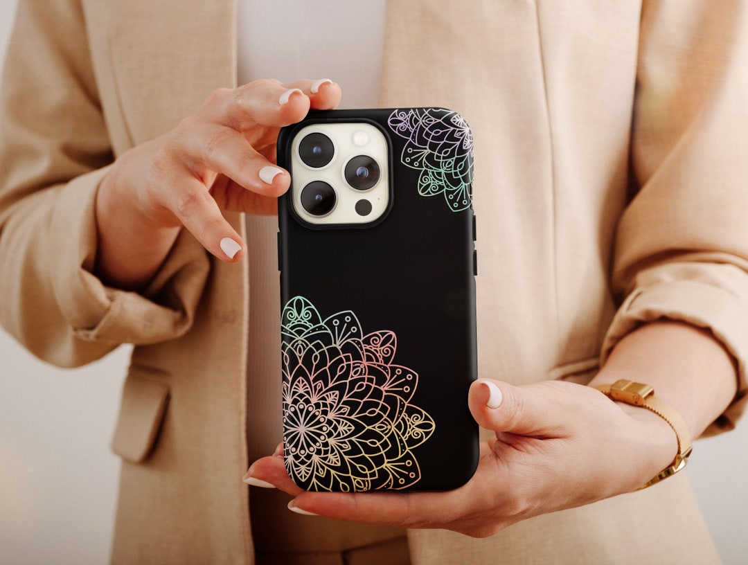 Rainbow Mandala Phone Case, Aesthetic Mandala Phone Case for Women's ...