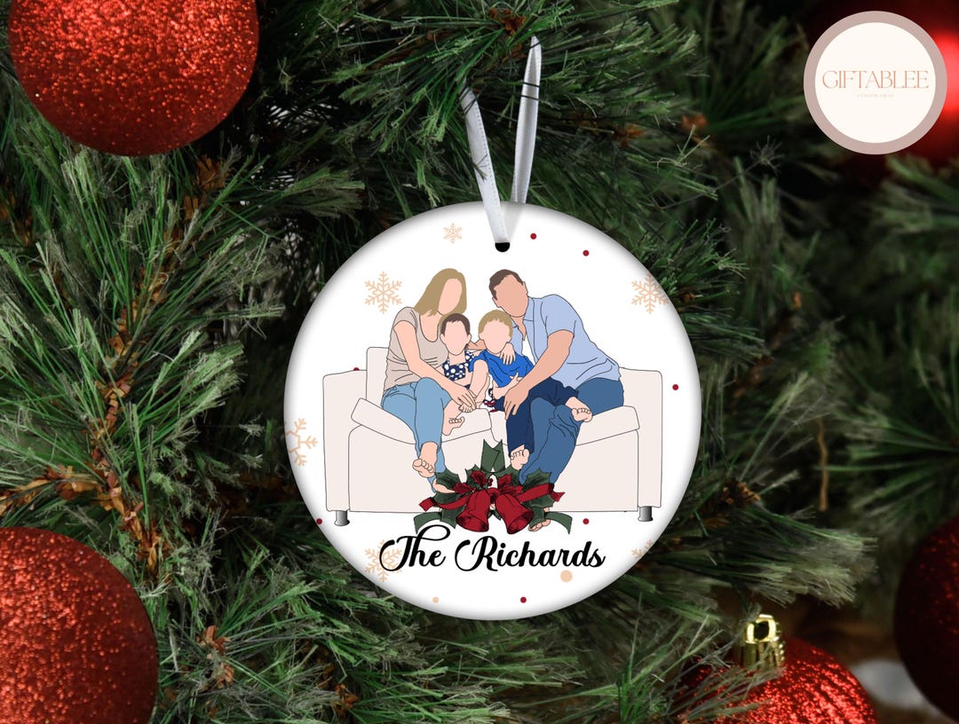 Family Faceless Ornament, Personalized Photo Ceramic Ornament for ...