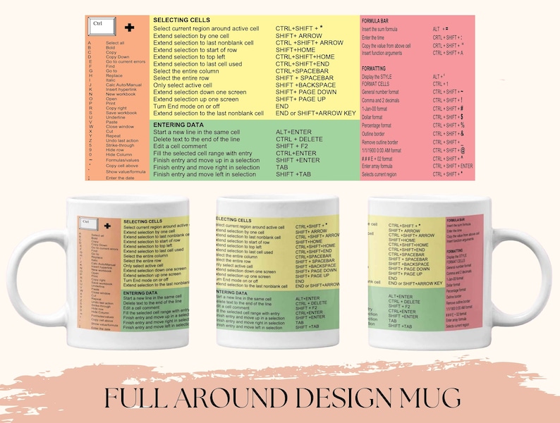 Keyboard Shortcuts Excel Shortcuts Mug for Computer Savvy - Etsy