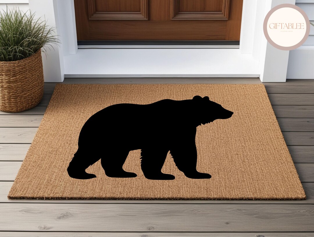 Bear Silhouette Doormat, Animal Decor Gift Outdoor Mat for Friends ...