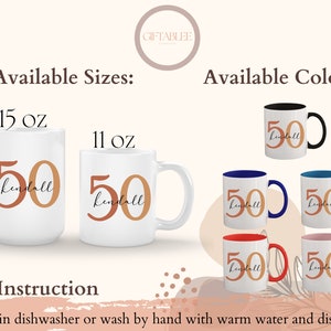 Personalized 50th Birthday Mug, 50th Birthday Mug for Men and Women ...