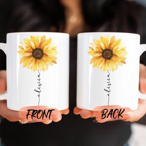 Personalized Sunflower Mug, Sunflower Mug for Sunflower Lovers ...