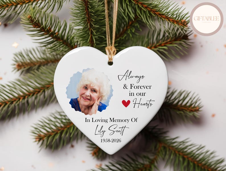 In Loving Memory of Ornament, Custom Memorial Gift Ceramic Ornament for ...