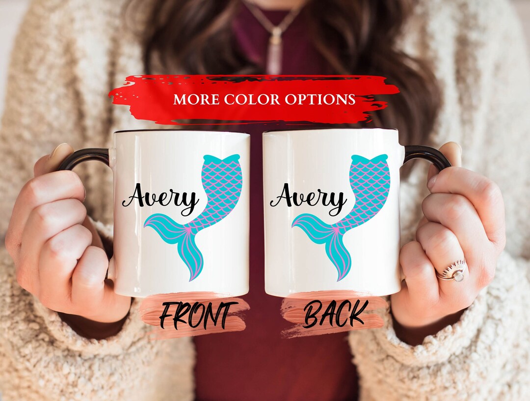 Personalized Mermaid Mug, Cute Mermaid Mug for Mermaid Lovers Birthday ...