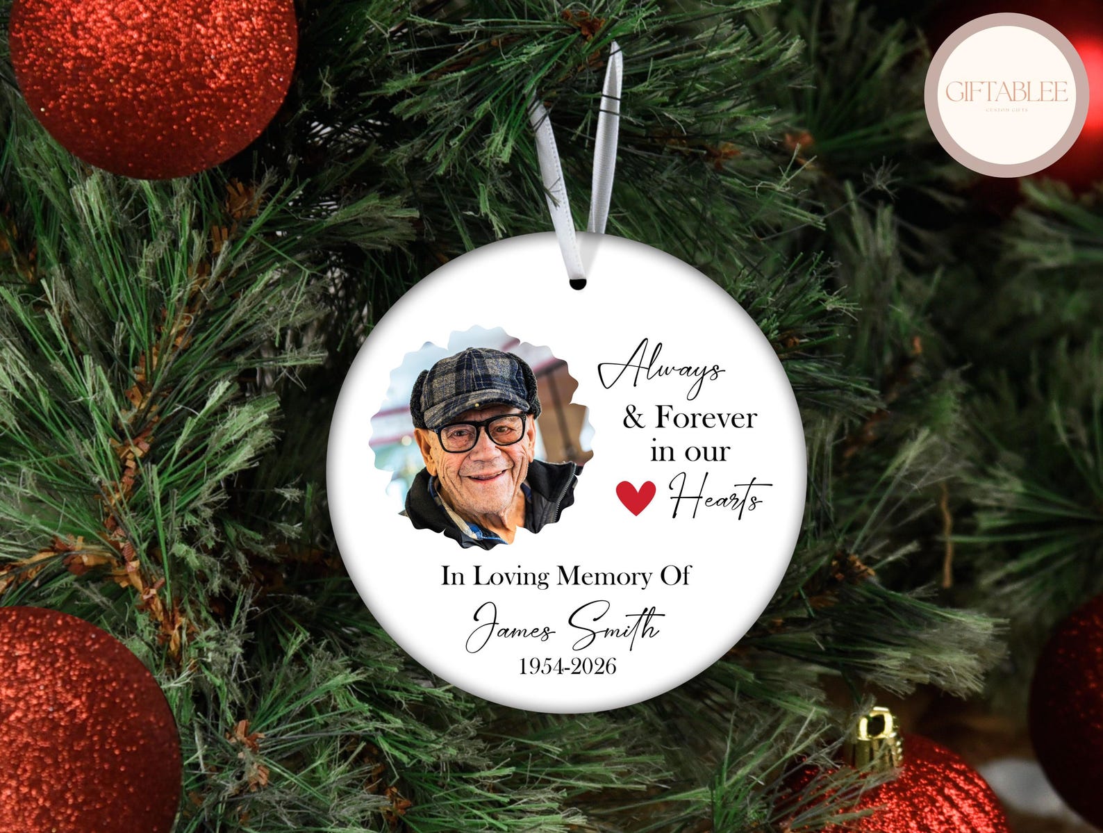 In Loving Memory of Ornament, Custom Memorial Gift Ceramic Ornament for ...