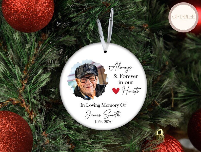 In Loving Memory of Ornament, Custom Memorial Gift Ceramic Ornament for ...