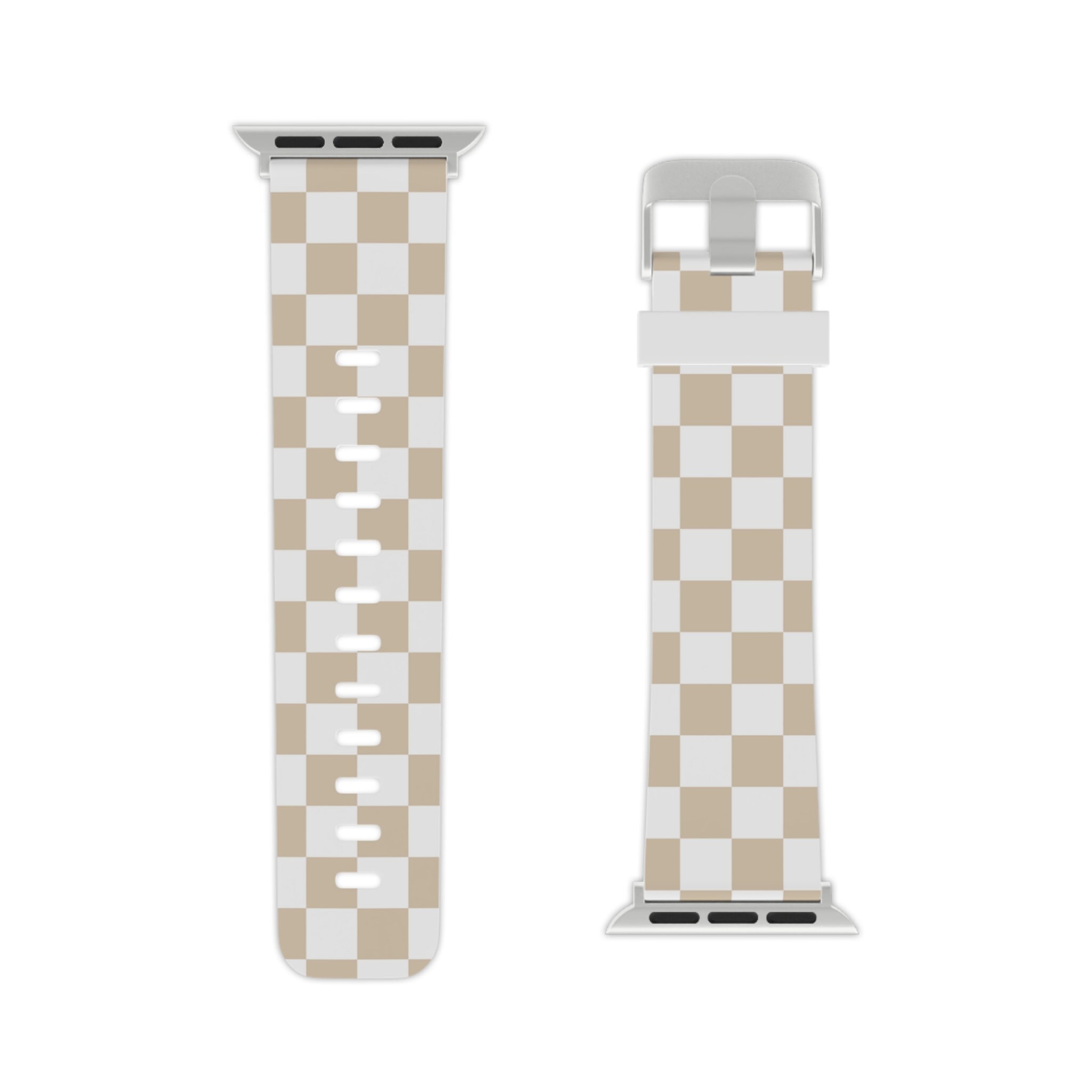 Beige Watch Band for Apple Watch, Beige Check Pattern, Fitness Watch ...