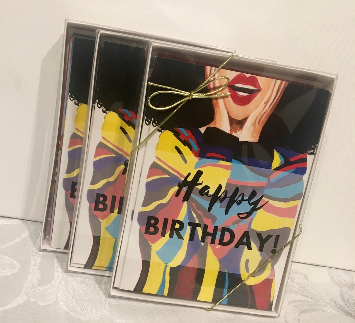 Happy Birthday Card - Colorful Curly Hair - Etsy