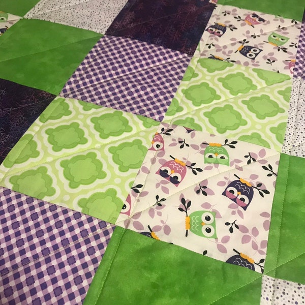 Purple and Green Owl - Etsy