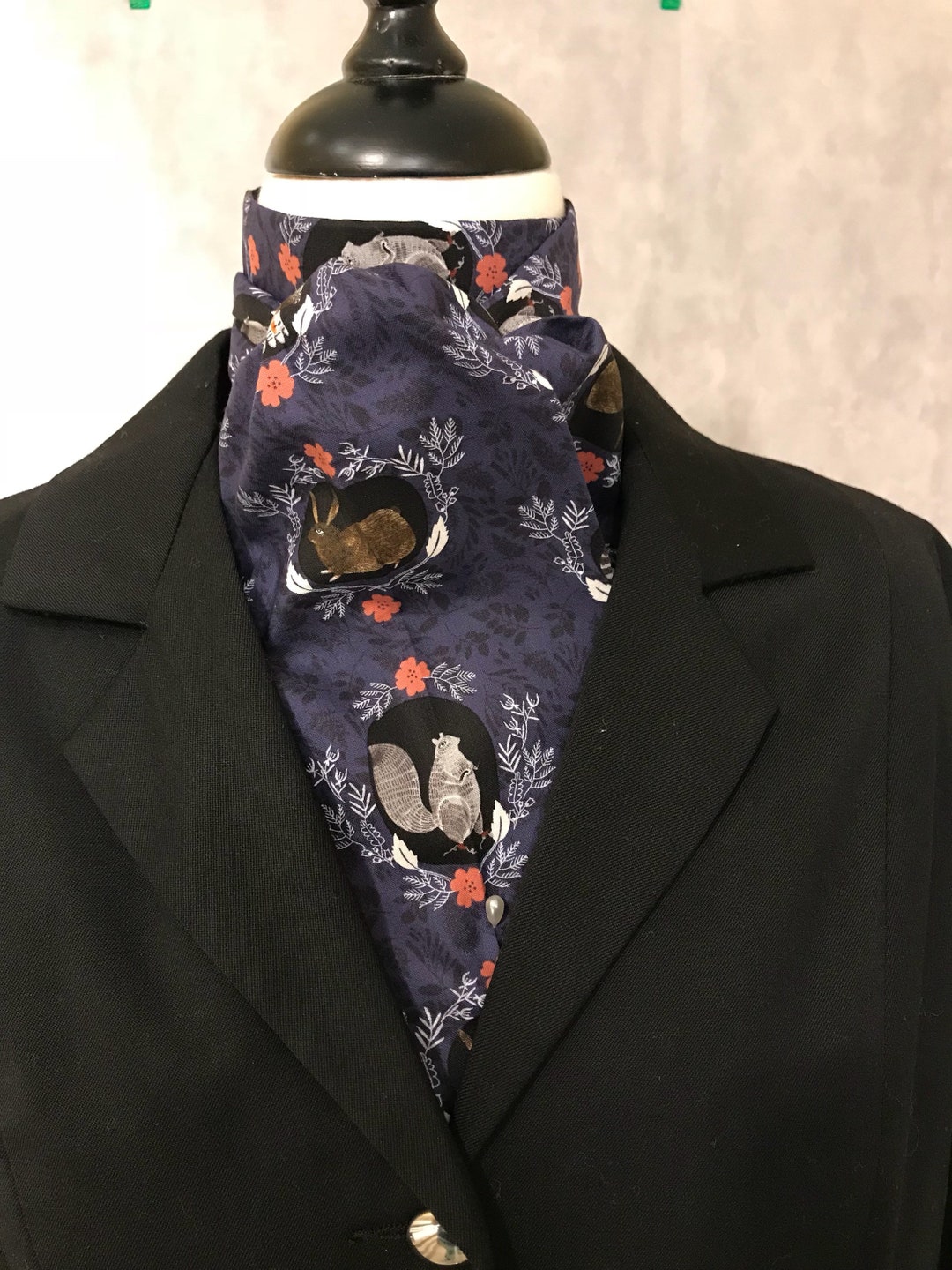 Four Fold Stock Tie, Foxhunting Traditional Stock Tie, Woodland Owl Fox ...