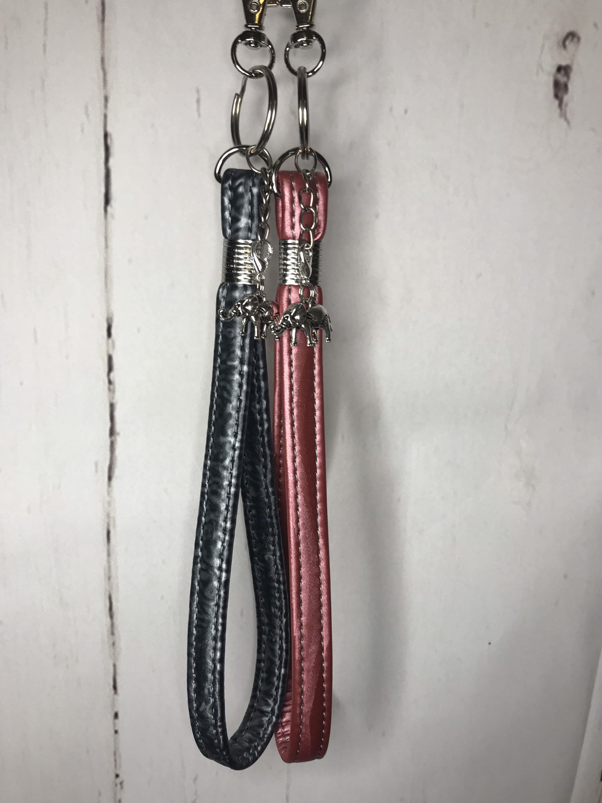 Silver Keychain With Faux Leather or Vinyl Wristlet and Silver - Etsy