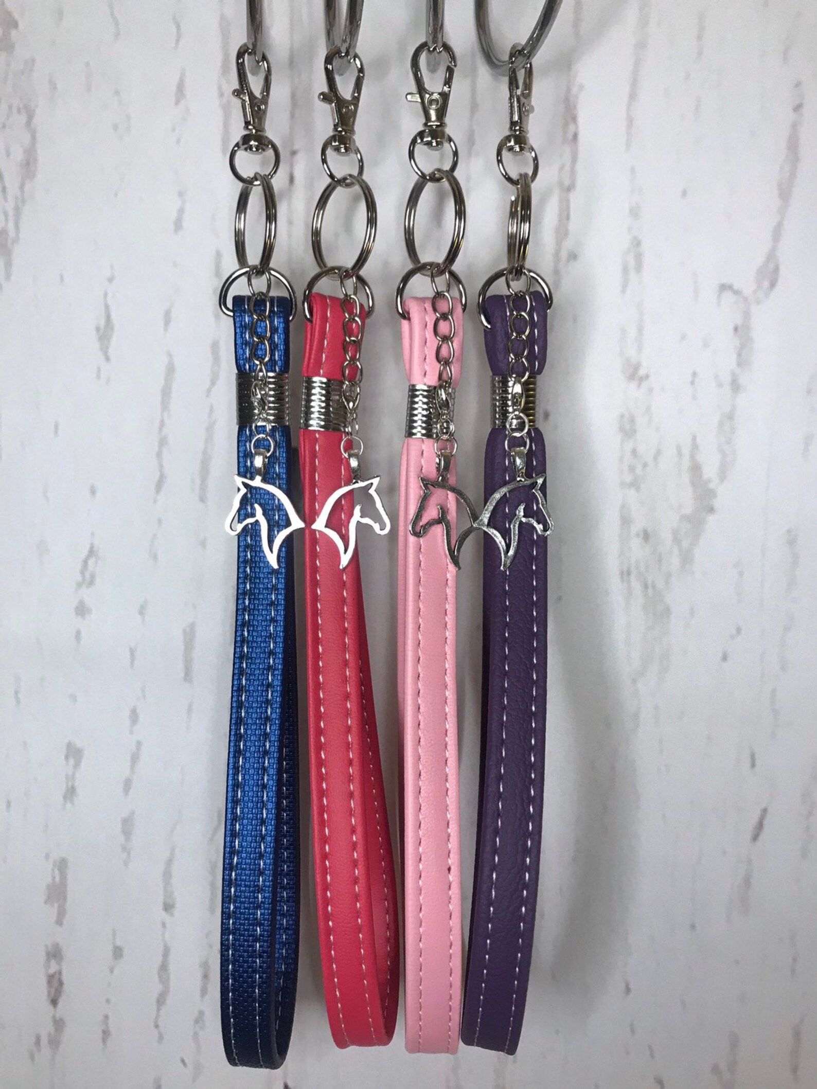 Silver Keychain With Faux Leather or Vinyl Wristlet and Silver | Etsy