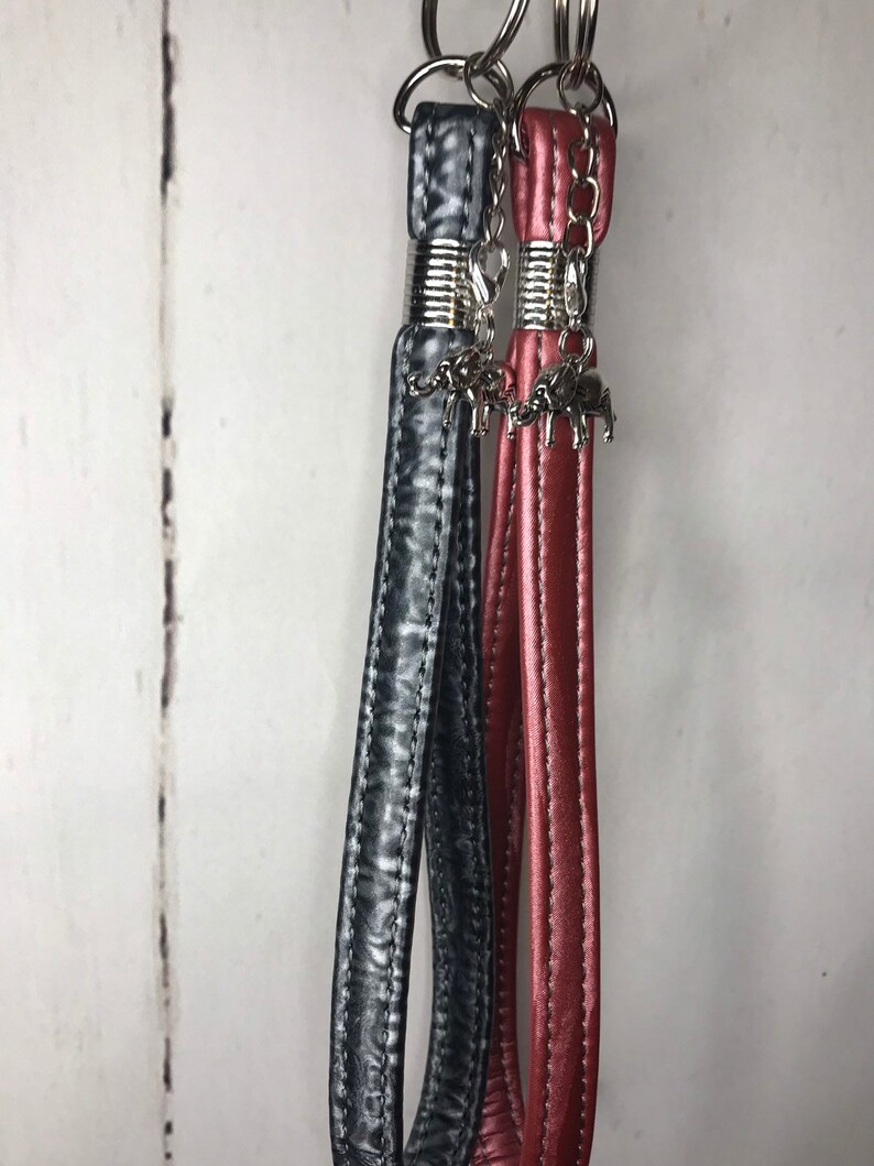 Silver Keychain With Faux Leather or Vinyl Wristlet and Silver - Etsy