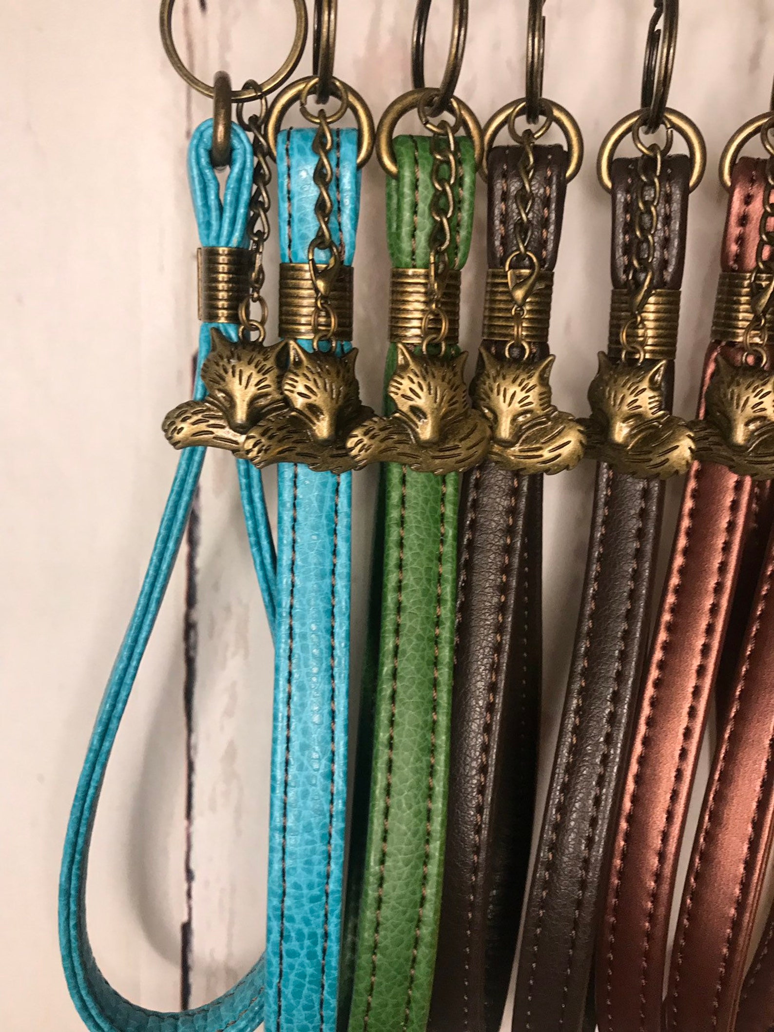 Antique Bronze Keychain With Faux Leather or Vinyl Wristlet - Etsy