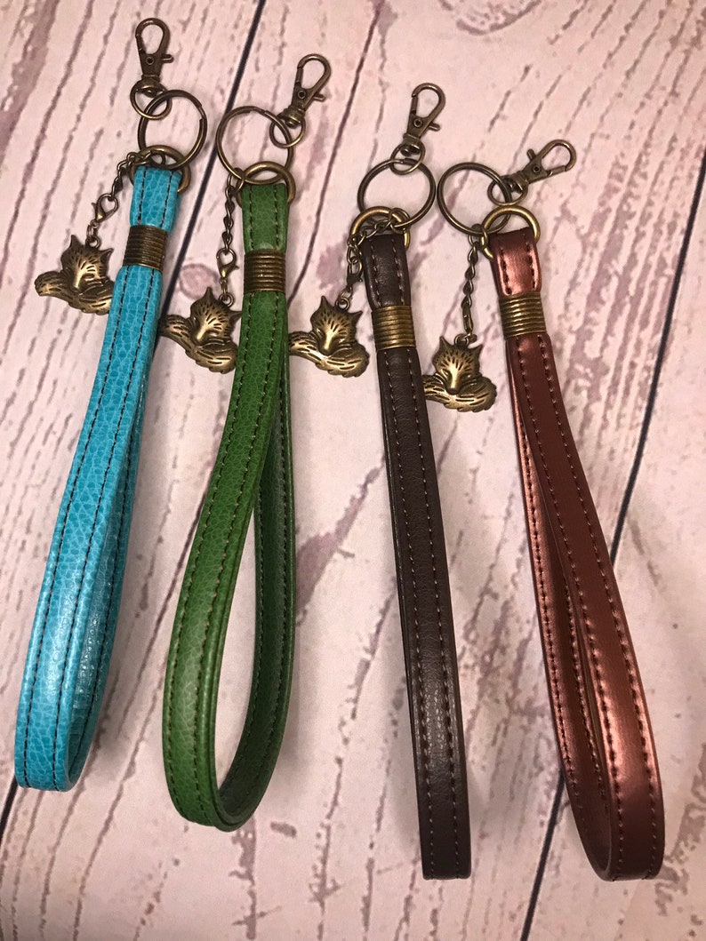 Antique Bronze Keychain With Faux Leather or Vinyl Wristlet - Etsy