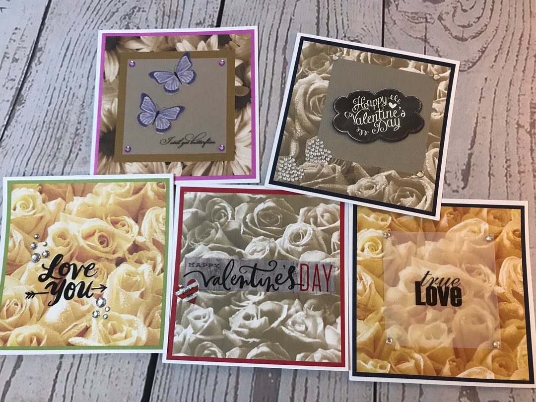 Handmade VALENTINES DAY Card 5.5 X 5.5 White Card Unique With Cream or ...