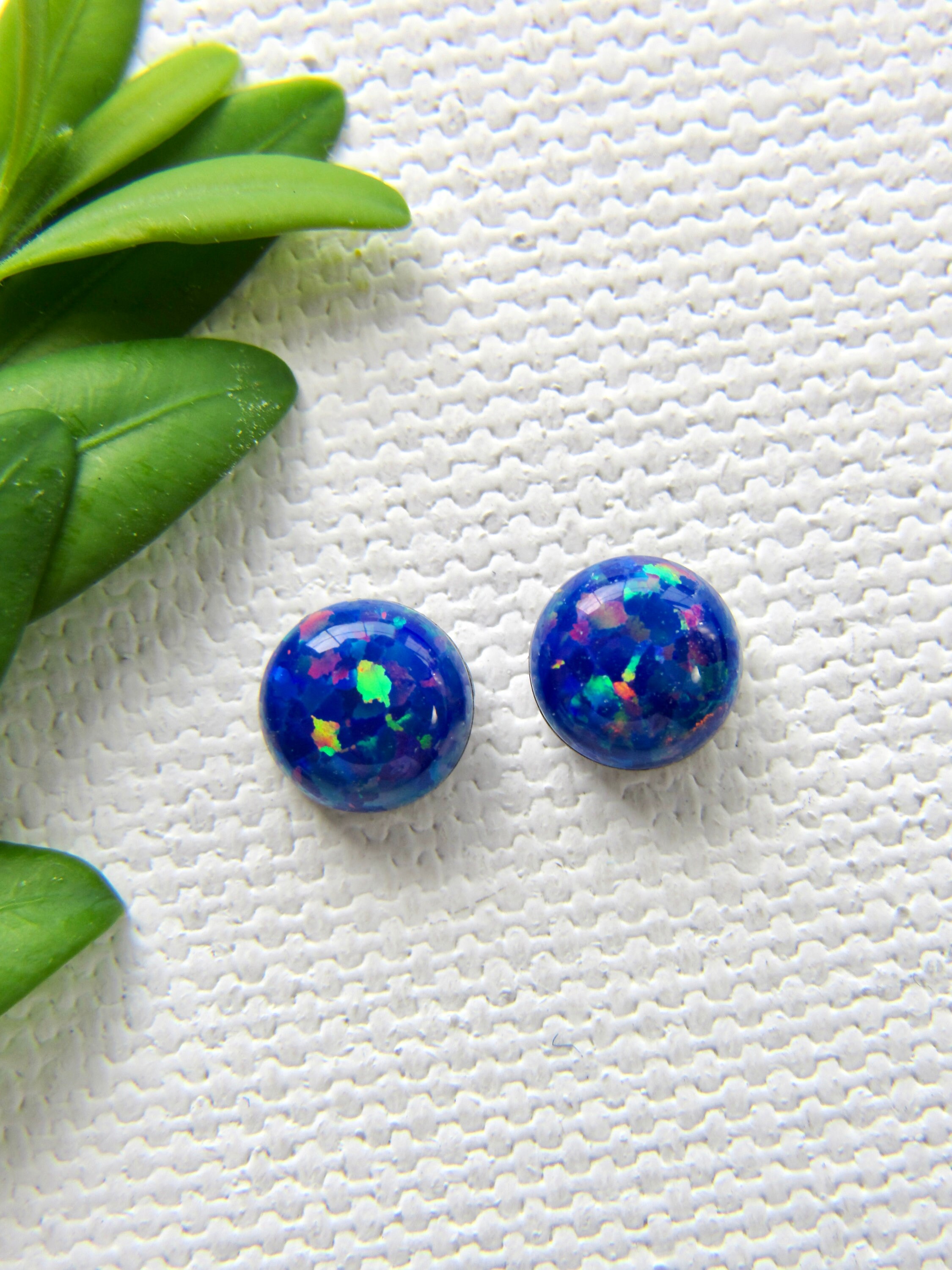 Blue Opal Stud Earrings With Titanium Posts - Starry Night Opal - 6mm ...