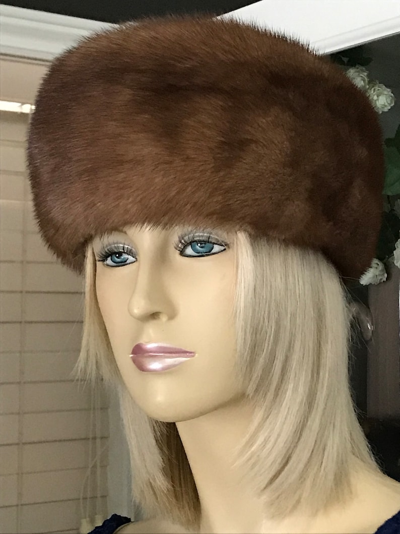 Women Beautiful Demi Buff Mink Fur Brown Suede Leather Hat - Etsy