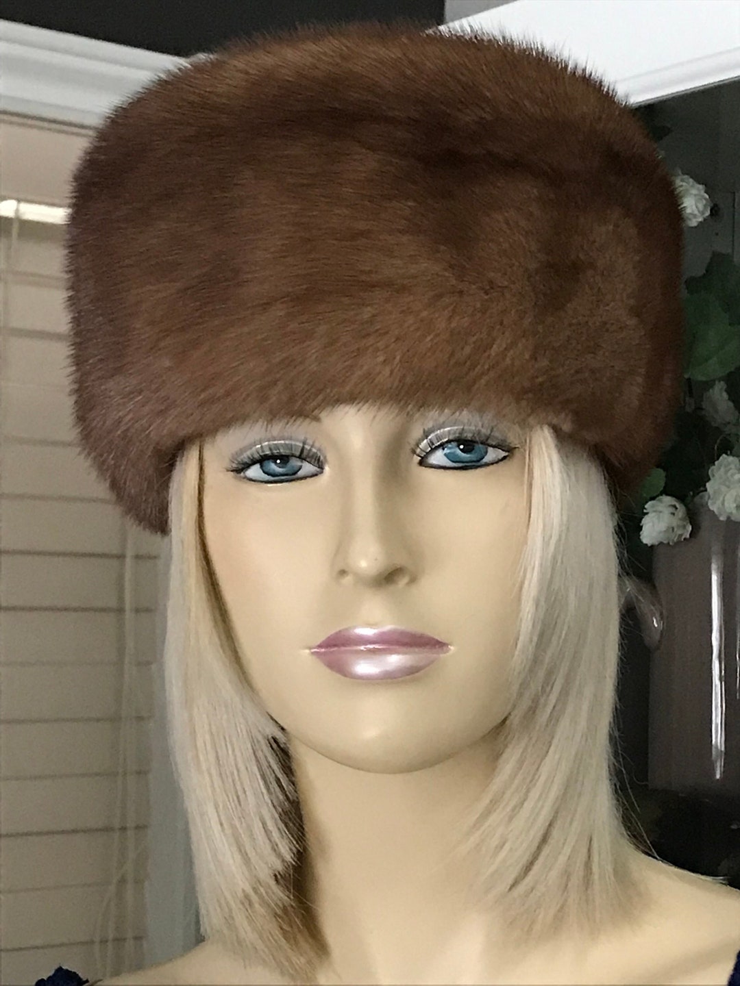 Women Beautiful Demi Buff Mink Fur Brown Suede Leather Hat - Etsy
