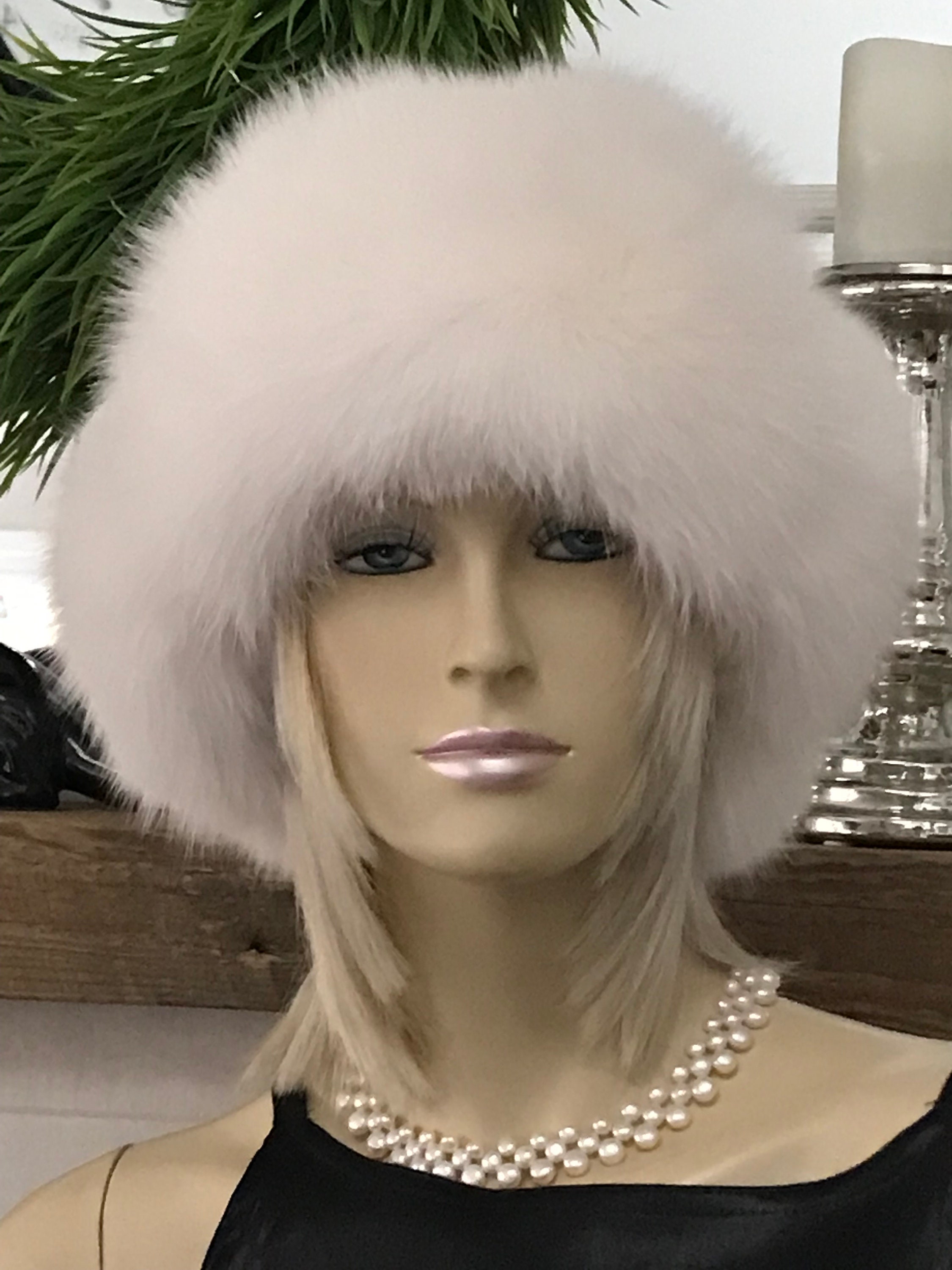 Women Authentic WHITE FOX Fur LEATHER Trooper Hat - Etsy