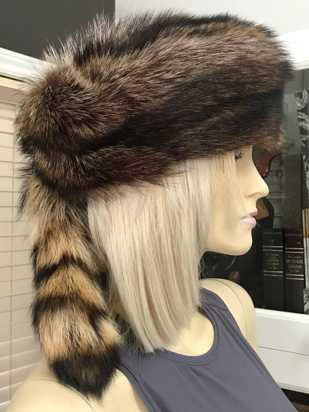 Men or Women Authentic Raccoon With Tail Fur Trapper Hat Large - Etsy
