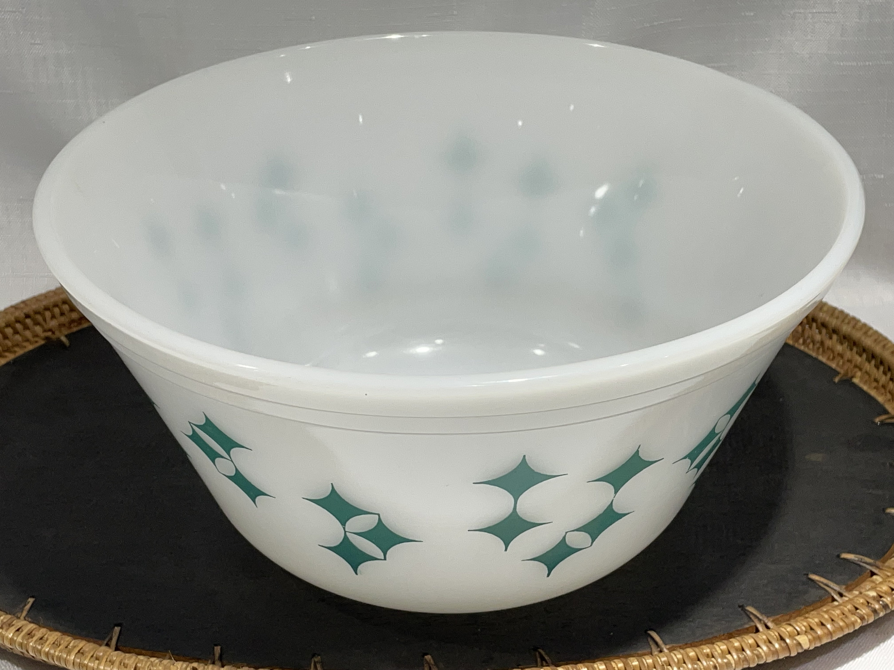 MCM Federal Glass Turquoise Atomic Starburst Milk Glass Mixing Bowl - Etsy