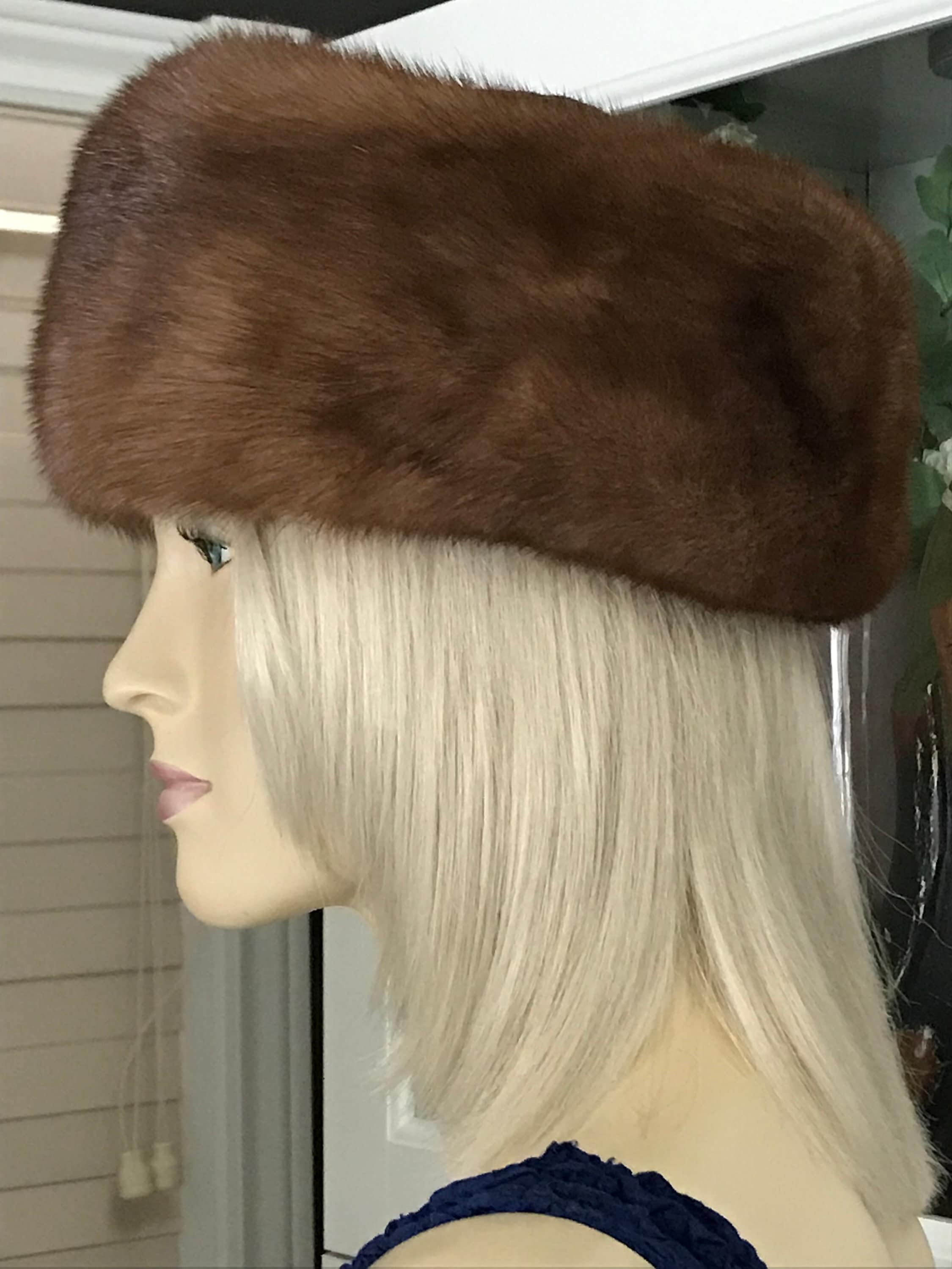 Women Beautiful Demi Buff Mink Fur Brown Suede Leather Hat - Etsy
