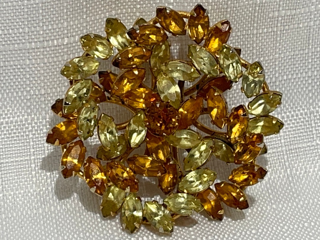 Vintage 1960's Stunning SHERMAN Signed Floral Brooch Pin - Etsy