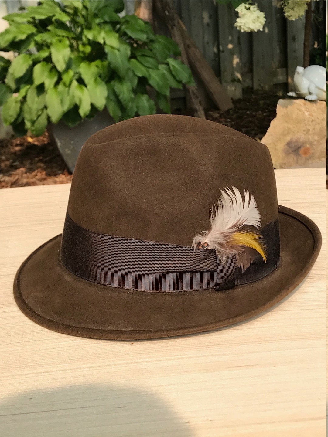 Men Commodore Hats of Distinction Brown Fedora Hat Size 6 7/8 Made in ...