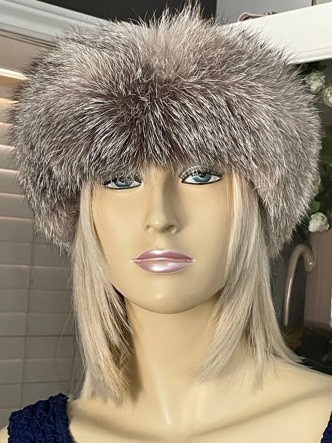 Beautiful Indigo FOX Fur Headband Hat - Etsy