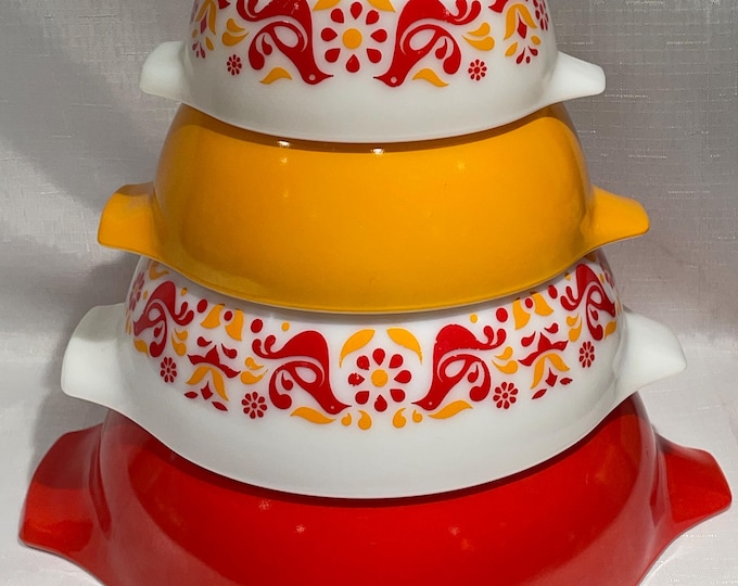 Vintage PYREX Friendship Pattern CINDERELLA Nesting Mixing Bowls ...