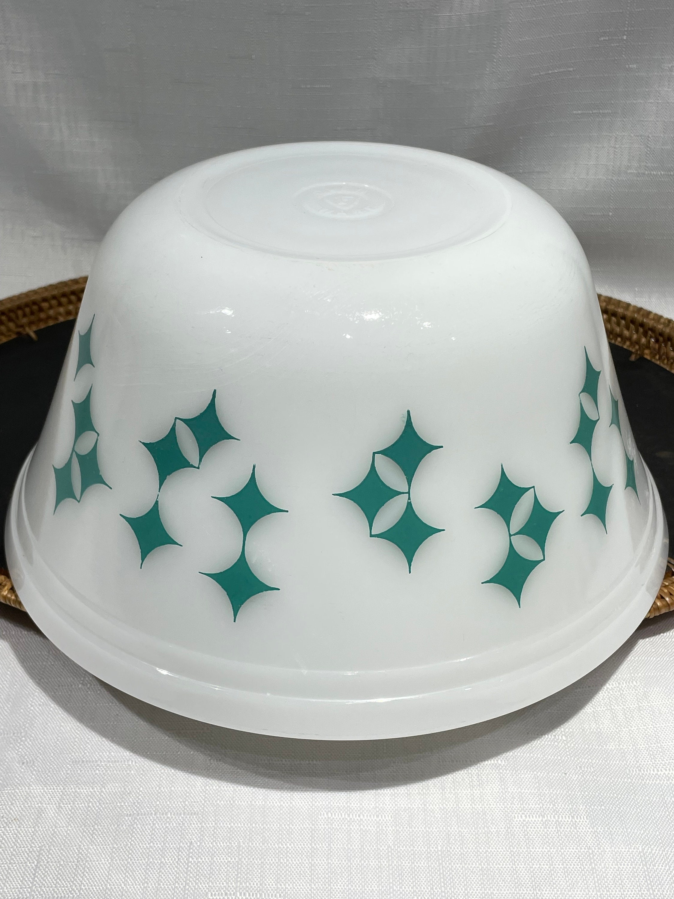 MCM Federal Glass Turquoise Atomic Starburst Milk Glass Mixing Bowl - Etsy