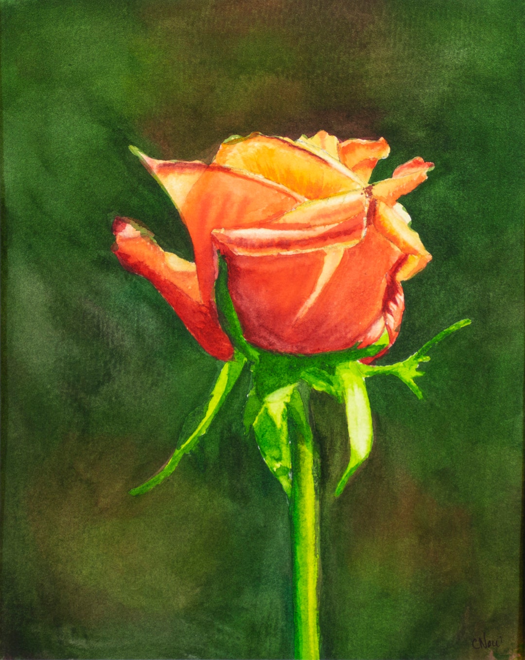 Original Flower Painting Wall Decor Art Rose Drawing Floral Themed ...