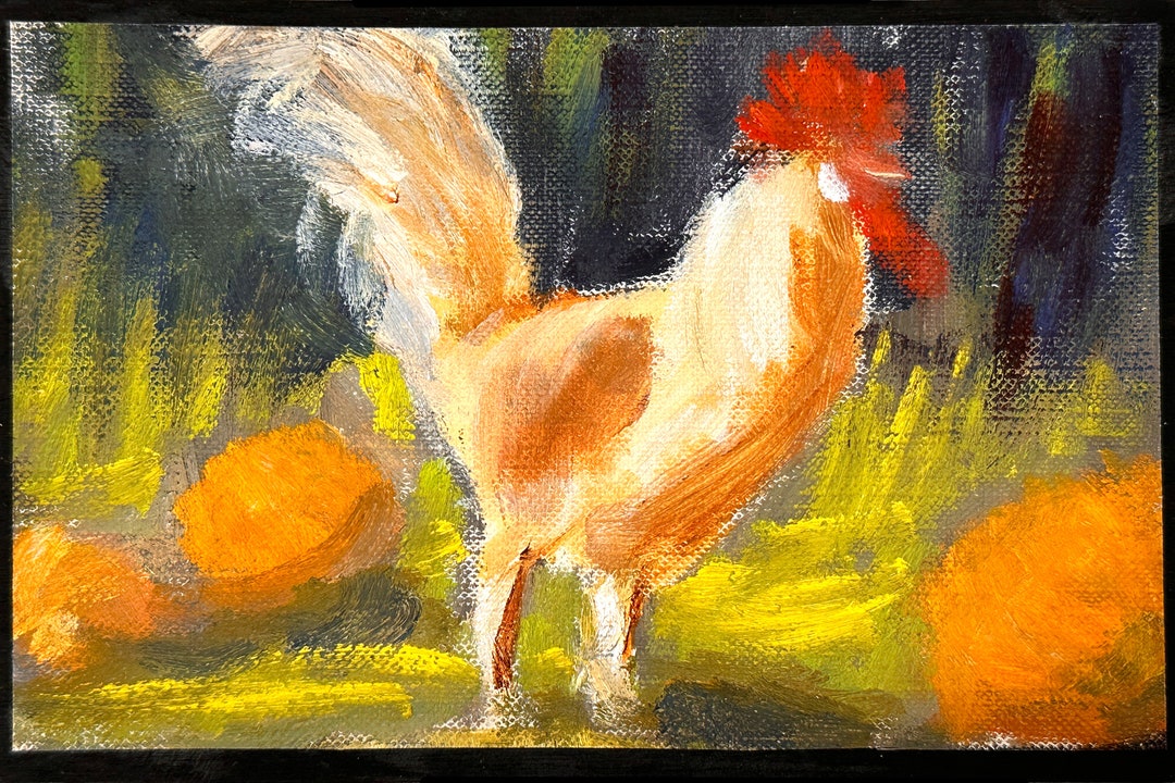 Original Painting - "rooster Study #3" - White Chicken Study Oil ...