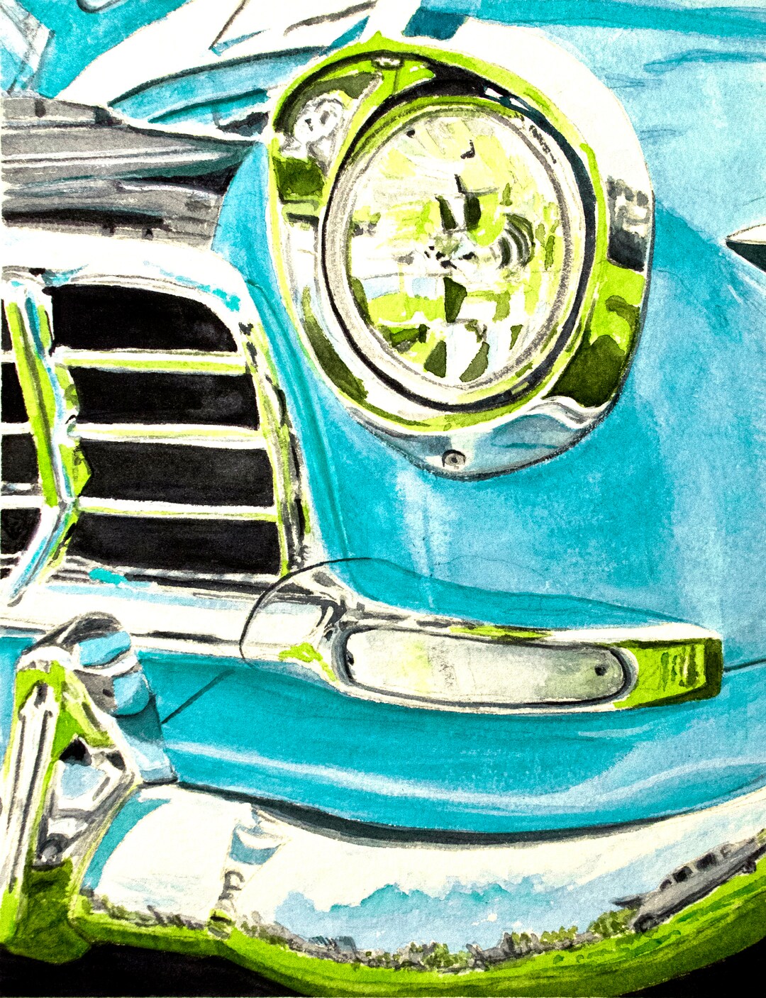 Original Painting - "reflections" - Old Car Reflections Watercolor ...