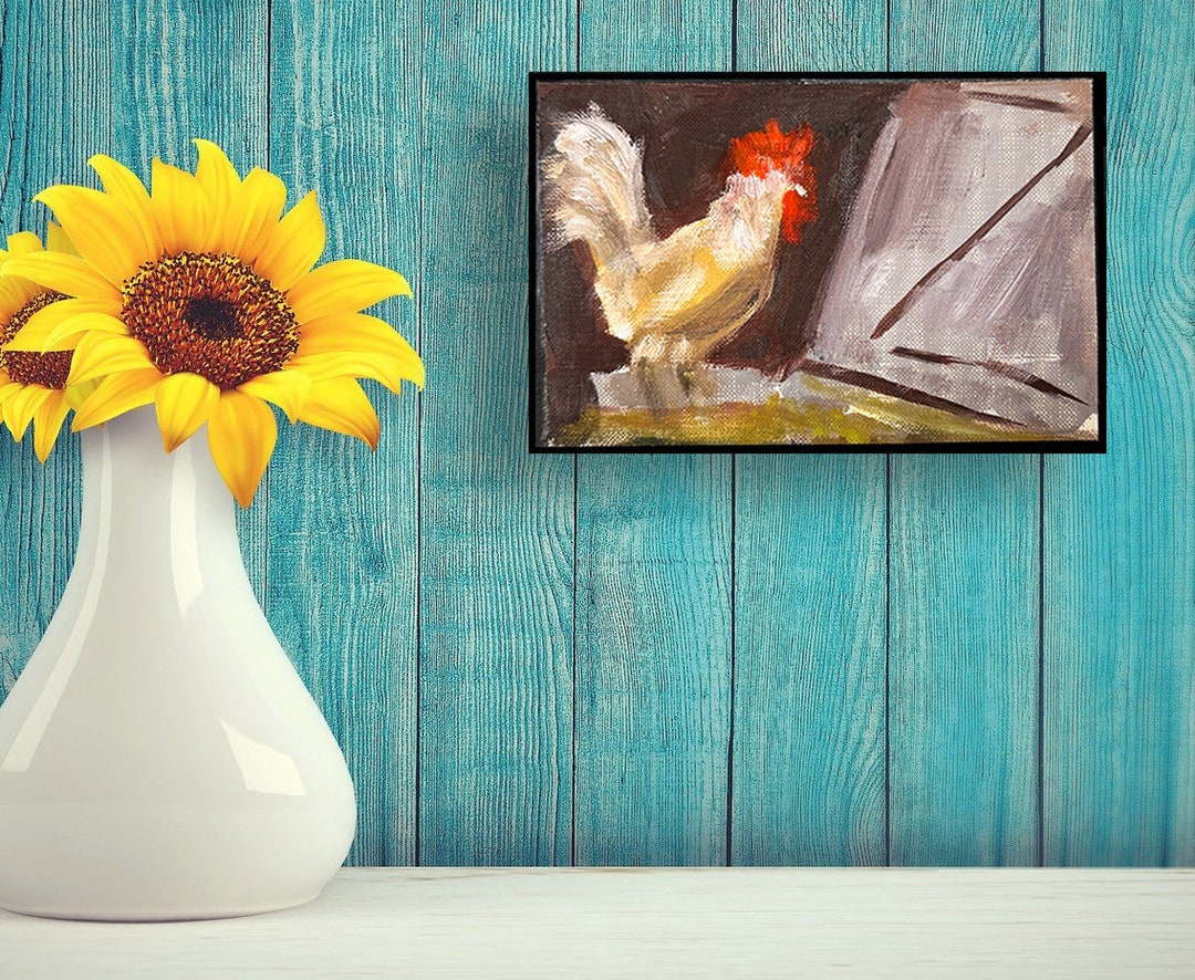 Rooster Study 1 Oil Painting Study, Wall Art, Home Decor, Chicken ...