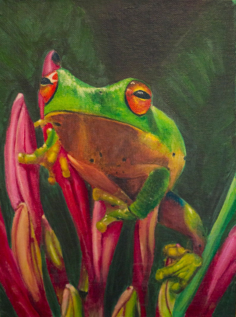 Green Tree Frog Acrylic Painting - Etsy