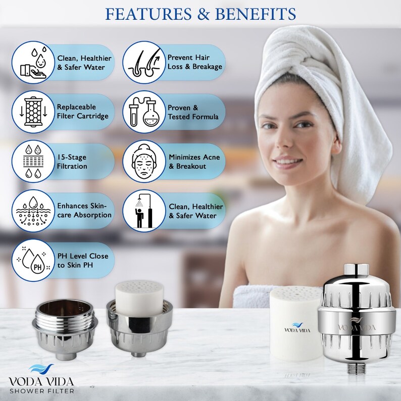 Voda Vida Shower Filter Cartridge: Removes Chlorine & Heavy Metals - Etsy