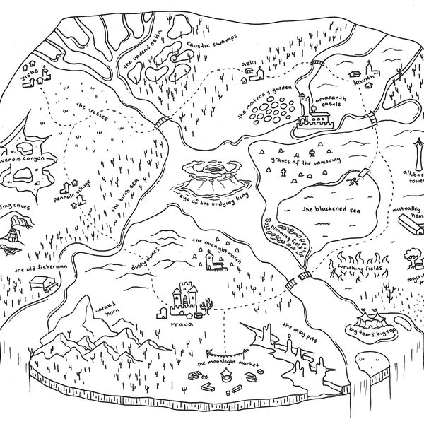 A4 Custom, Hand Drawn, Fantasy Map for Rpgs - Etsy