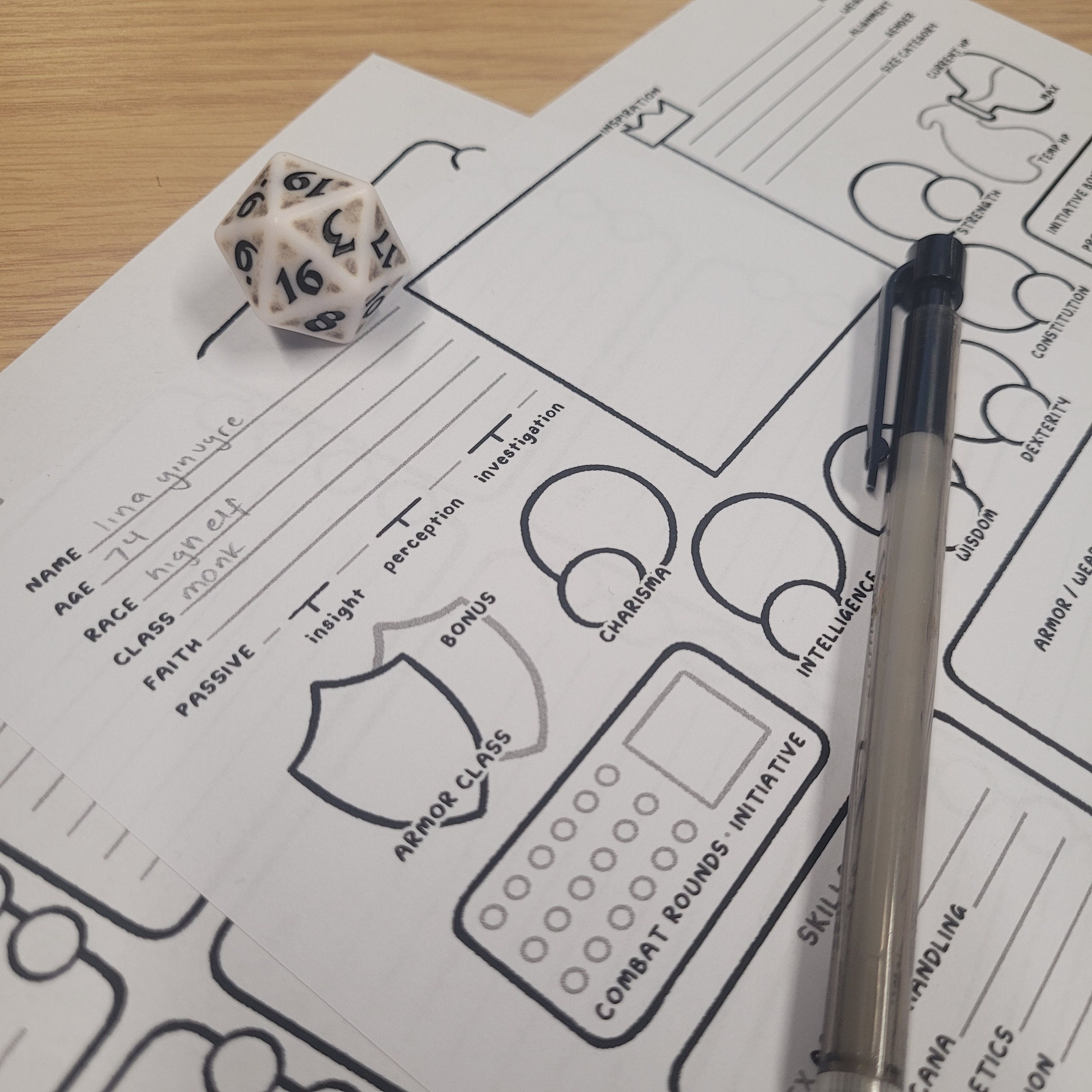 Dnd Character Sheet for 5th Edition Dungeons and Dragons, Printable and ...