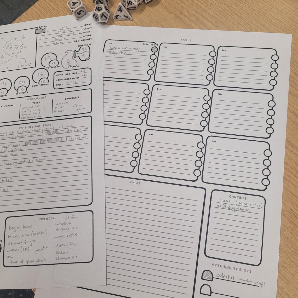 Dnd Character Sheet for 5th Edition Dungeons and Dragons, Printable and ...