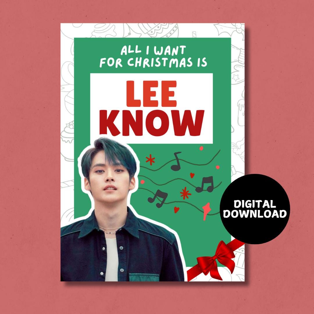 Printable Lee Know Stray Kids Merry Christmas Card - Instant Digital ...