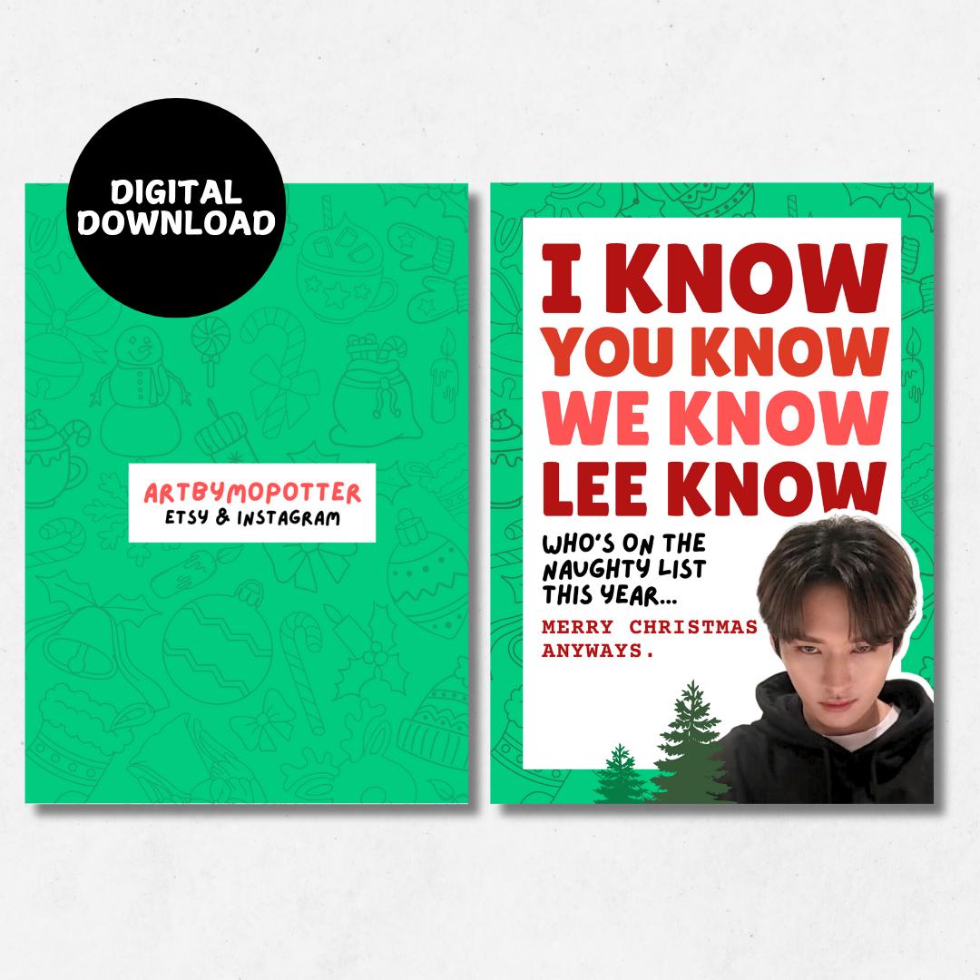 Printable We Know Lee Know Stray Kids Christmas Card - Instant Digital ...