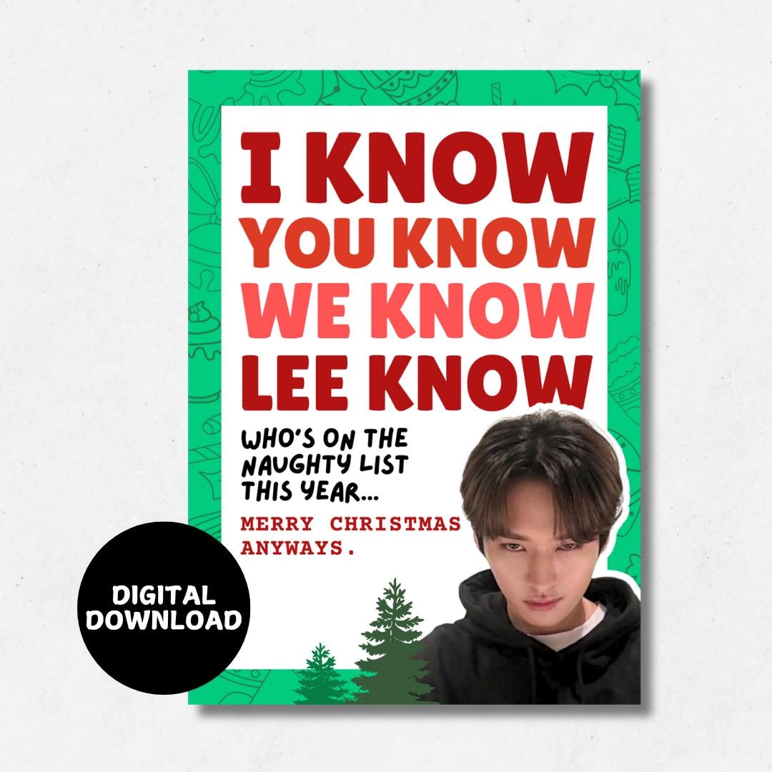 Printable We Know Lee Know Stray Kids Christmas Card - Instant Digital ...
