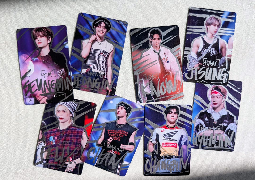 Stray Kids Concert Custom Doodle Lomo Photo Cards Silver | Hand ...