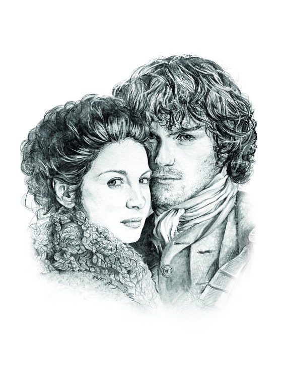 Outlander Jamie and Claire Drawing 8.5x11 PRINT | Etsy